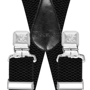 Decalen Mens Suspenders with Very Strong Clips Heavy Duty Braces One Size Fits All Big and Tall Wide Adjustable and Elastic Y Shape (Black)