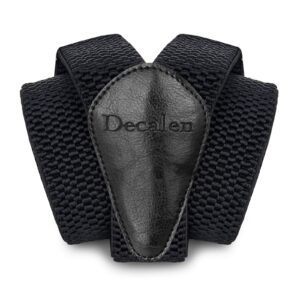 Decalen Mens Suspenders with Very Strong Clips Heavy Duty Braces One Size Fits All Big and Tall Wide Adjustable and Elastic Y Shape (Black)