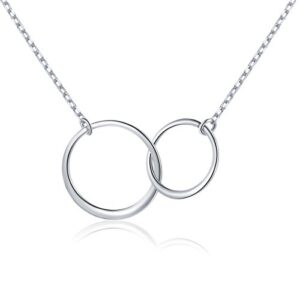 s925 sterling silver two interlocking infinity circles pendant necklace,rolo chain,18+2 inches