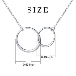 S925 Sterling Silver Two Interlocking Infinity Circles Pendant Necklace,Rolo Chain,18+2 inches