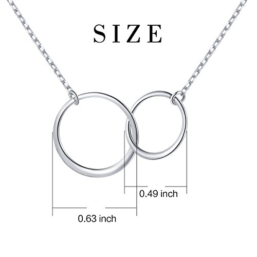 S925 Sterling Silver Two Interlocking Infinity Circles Pendant Necklace,Rolo Chain,18+2 inches