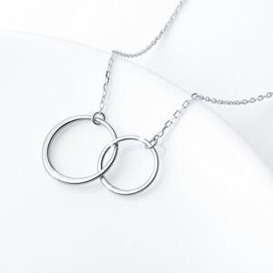 S925 Sterling Silver Two Interlocking Infinity Circles Pendant Necklace,Rolo Chain,18+2 inches