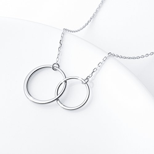 S925 Sterling Silver Two Interlocking Infinity Circles Pendant Necklace,Rolo Chain,18+2 inches