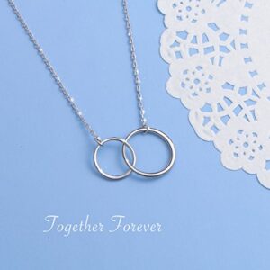 S925 Sterling Silver Two Interlocking Infinity Circles Pendant Necklace,Rolo Chain,18+2 inches