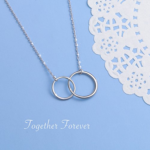 S925 Sterling Silver Two Interlocking Infinity Circles Pendant Necklace,Rolo Chain,18+2 inches