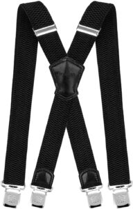 decalen mens suspenders very strong clips heavy duty braces big and tall x style (black)