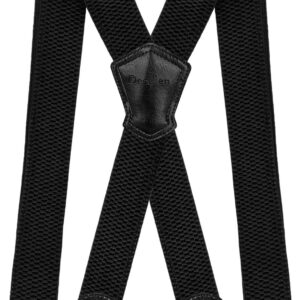 Decalen Mens Suspenders Very Strong Clips Heavy Duty Braces Big and Tall X Style (Black)