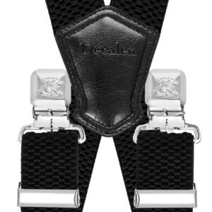 Decalen Mens Suspenders Very Strong Clips Heavy Duty Braces Big and Tall X Style (Black)