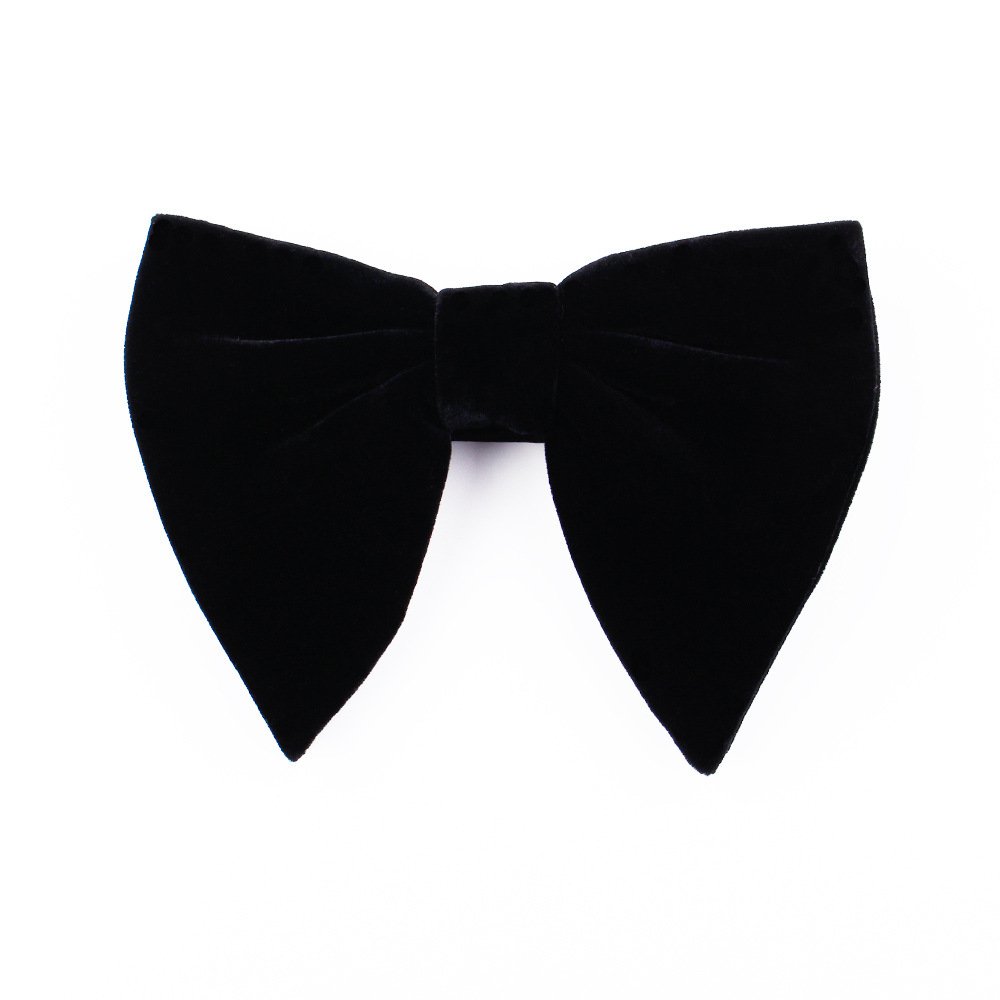 Black Velvet Bow Ties Mens Pre-Tied Satin Formal Tuxedo Big Bowtie Oversized Bow Knot, 1, Medium