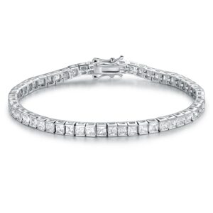 gemsme 14k white gold plated 3.0mm bracelet classic hypoallergenic cubic zirconia tennis bracelet for women