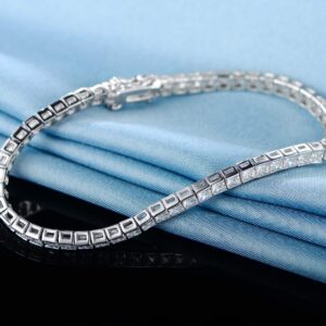 Gemsme 14K White Gold Plated 3.0mm Bracelet Classic Hypoallergenic Cubic Zirconia Tennis Bracelet for Women