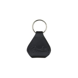 fender leather pick holder keychain, black