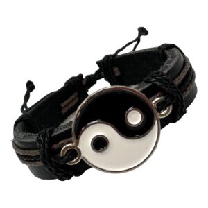 exotic & trendy, jewelry, books and more yin yang leather bracelet yin yang bracelet tai-chi symbol tao bracelet feng shui (black s1)