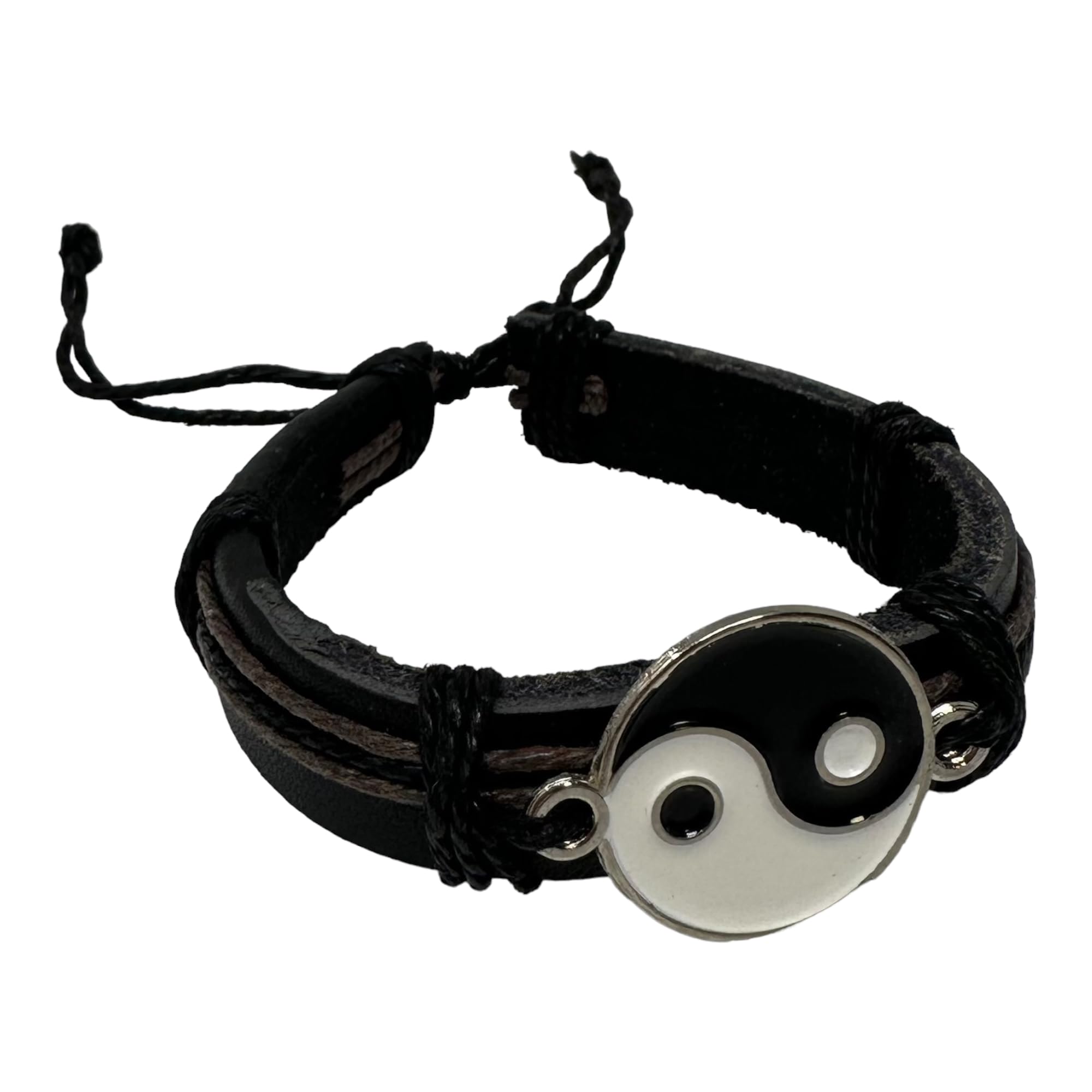 Exotic & Trendy, Jewelry, Books and More Yin Yang Leather Bracelet Yin Yang Bracelet Tai-chi Symbol Tao Bracelet Feng Shui (Black S1)