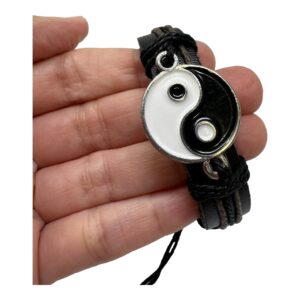 Exotic & Trendy, Jewelry, Books and More Yin Yang Leather Bracelet Yin Yang Bracelet Tai-chi Symbol Tao Bracelet Feng Shui (Black S1)