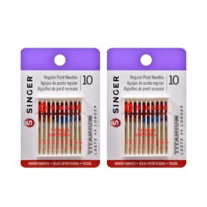 singer titanium universal regular point machine needles for woven fabric, assorted sizes, 10-pack (20 needles)