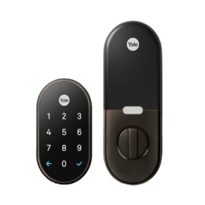 google nest x yale lock - tamper-proof smart lock for keyless entry - keypad deadbolt lock for front door - oil rubbed bronze