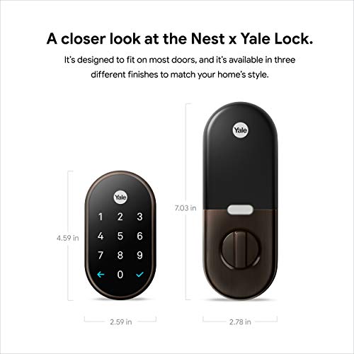 Google Nest x Yale Lock - Tamper-Proof Smart Lock for Keyless Entry - Keypad Deadbolt Lock for Front Door - Oil Rubbed Bronze