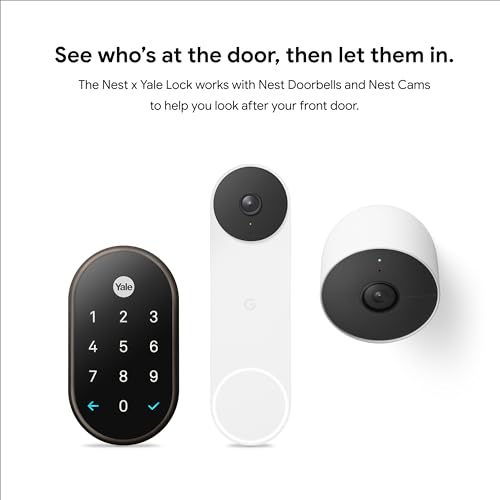 Google Nest x Yale Lock - Tamper-Proof Smart Lock for Keyless Entry - Keypad Deadbolt Lock for Front Door - Oil Rubbed Bronze