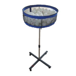 chaofan professional movable multi-ball storage stand with mesh case, height adjustable pingpong ball collector equipment for training,stable carry mesh basin for golf ball,tennis ball,badminton etc