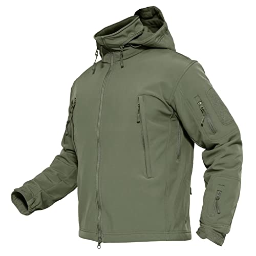 MAGCOMSEN Mens Waterproof Jacket Tactical Jacekt Military Jacket Rain Jacket Winter Jacket Mens Coat Winter Coats for Men Army Green