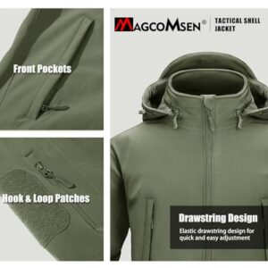 MAGCOMSEN Mens Waterproof Jacket Tactical Jacekt Military Jacket Rain Jacket Winter Jacket Mens Coat Winter Coats for Men Army Green