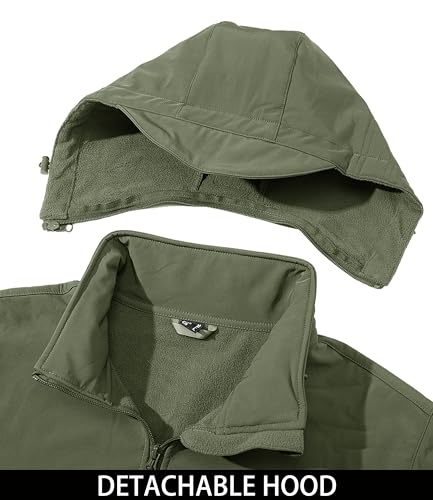 MAGCOMSEN Mens Waterproof Jacket Tactical Jacekt Military Jacket Rain Jacket Winter Jacket Mens Coat Winter Coats for Men Army Green