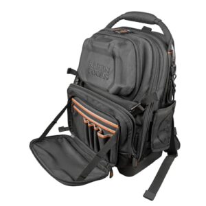 Klein Tools 55485 Tool Bag Backpack, Durable Electrician Backpack with 48 Pockets for Hand Tools, Waterproof Bottom, Removable Tool Carrier