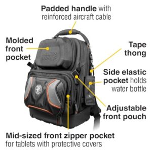 Klein Tools 55485 Tool Bag Backpack, Durable Electrician Backpack with 48 Pockets for Hand Tools, Waterproof Bottom, Removable Tool Carrier