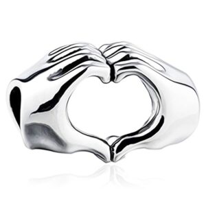 junyi jewelry heart charm heart in your hands 925 sterling silver love charm valentine charm anniversary charm birthday charm for pandora bracelet