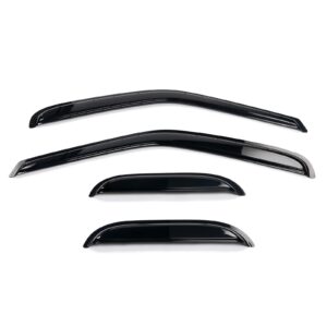 window visor compatible with 1997-2003 ford f150 f250, slim style acrylic smoke tinted 4pcs sun rain shade guard wind vent air deflector by ikon motorsports, 1998 1999 2000 2001 2002