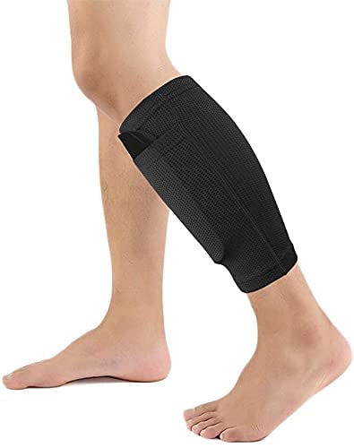 Soccer Shin Guard Sock, Leg Performance Support Football Compression Calf Sleeves with Pocket Can Holding Shin Pads, Comfort Breathable Youth Soccer Shin Guard Holders for Beginner or Elite Athlete