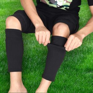 Soccer Shin Guard Sock, Leg Performance Support Football Compression Calf Sleeves with Pocket Can Holding Shin Pads, Comfort Breathable Youth Soccer Shin Guard Holders for Beginner or Elite Athlete