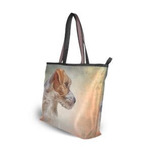 My Daily Women Tote Shoulder Bag Jack Russell Terrier Dog Handbag Large