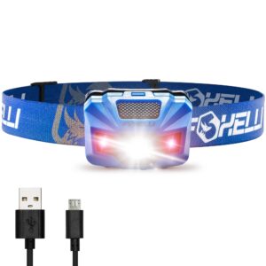 foxelli led headlamp rechargeable – ultralight usb rechargeable headlamp flashlight for adults & kids, waterproof head lamp with red light for running, camping, hiking & outdoor