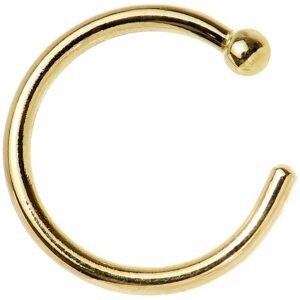 body candy unisex adult solid 14k yellow gold nose hoop 18 gauge 5/16" body piercing screw, one size