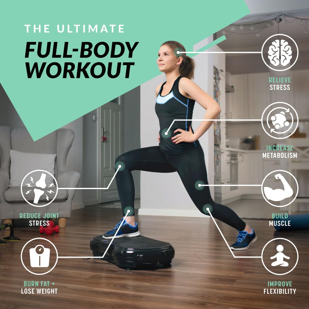 Bluefin Fitness Ultra Slim Power Vibration Plate | Innovational Vibro Shaper | 5 Programs + 180 Levels | Noiseless Home Fitness | Bluetooth Speakers| Easy Storage | Sleek & Compact Design