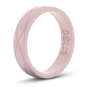 enso rings women’s infinity silicone wedding ring – hypoallergenic wedding band for ladies – comfortable band for active lifestyle – 4.5mm wide, 1.5mm thick (pind sand, 7)