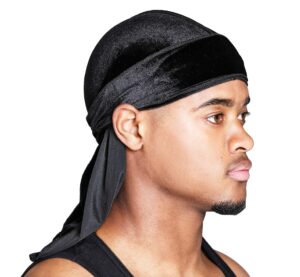 velvet du-rag -premium quality- wave cap-durag (black)