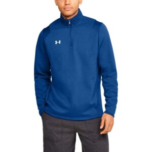 under armour men's hustle fleece 1/4 zip royal | white xl