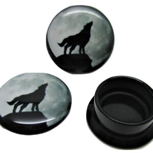 Pierced Republic Wolf Howling at The Moon Ear Plugs - Acrylic - Screw-On - New *Pair* - 8 Sizes (2 Gauge (6mm))