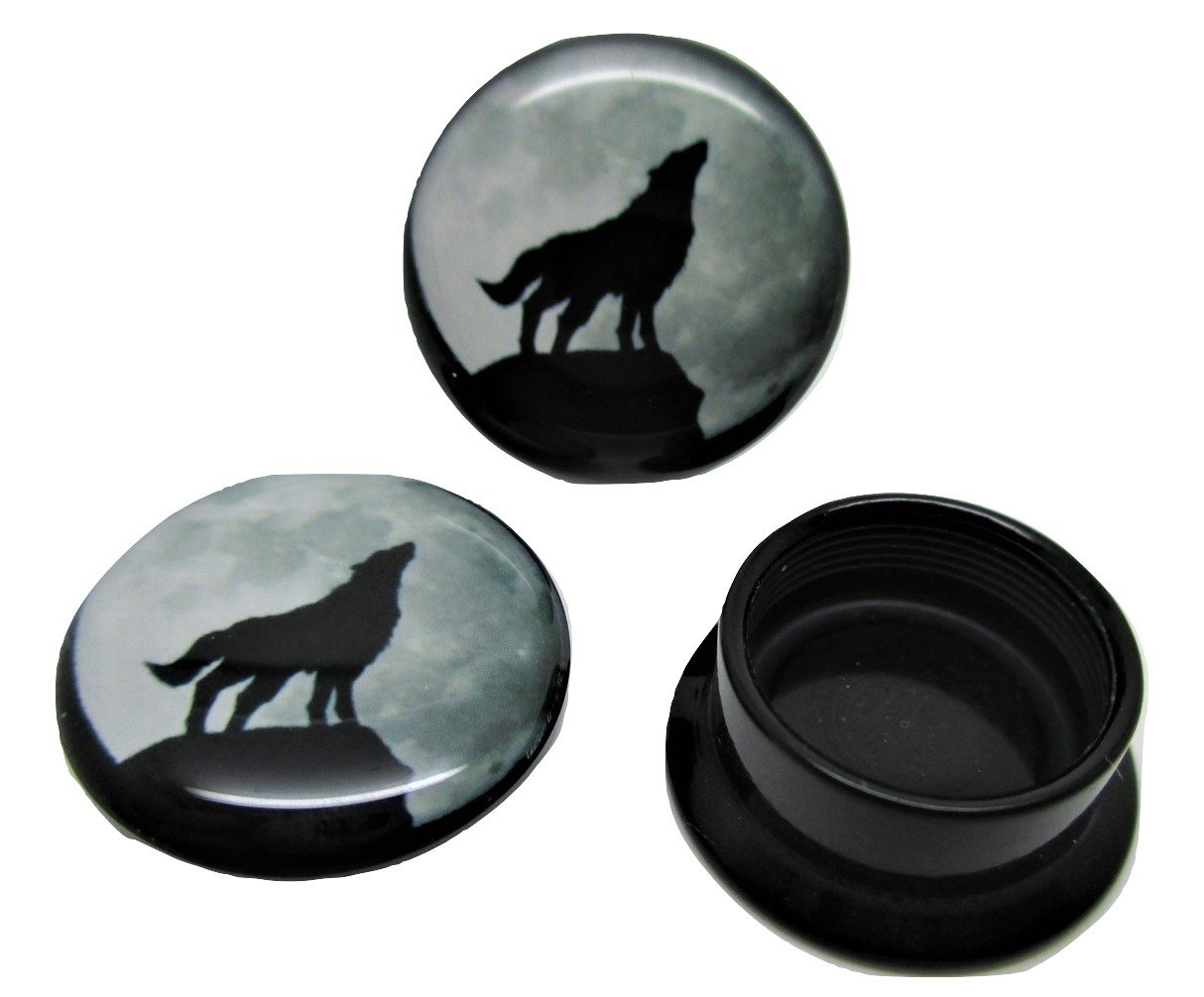 Pierced Republic Wolf Howling at The Moon Ear Plugs - Acrylic - Screw-On - New *Pair* - 8 Sizes (2 Gauge (6mm))