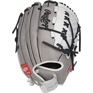 Rawlings Heart of The Hide 12.5" Fastpitch Softball Youth Glove Left Hand Throw, Grey/White/Black