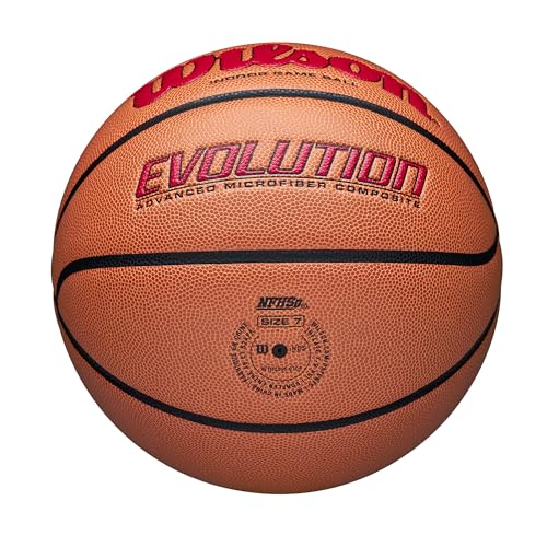 WILSON Evolution Indoor Game Basketball, Scarlet, Size 7 -29.5"