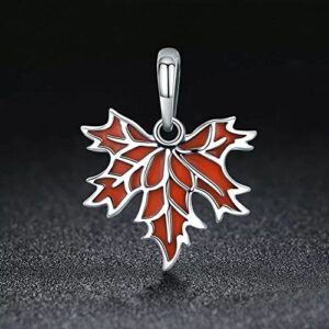 Autumn Maple Dangle 925 Sterling Silver Maple leaves Charm Beads for Pandora Charms Bracelet & Necklace