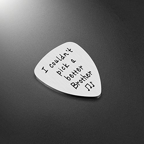 Birthday Gifts for Brother - Stainless Steel I Couldn't Pick A Better Brother Guitar Pick Jewelry, Unique Birthday Gift for Musician Brother