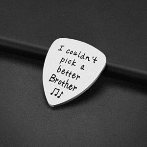 Birthday Gifts for Brother - Stainless Steel I Couldn't Pick A Better Brother Guitar Pick Jewelry, Unique Birthday Gift for Musician Brother