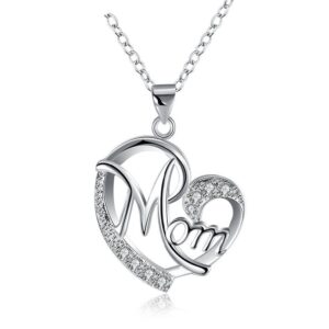 shiqiao spl gifts for mom mother necklace pendant sterling silver for women love heart mom birthday gifts