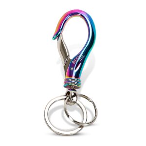 besyl rainbow commerce keychain with 2 key rings, office and school heavy duty car key chain for men and women