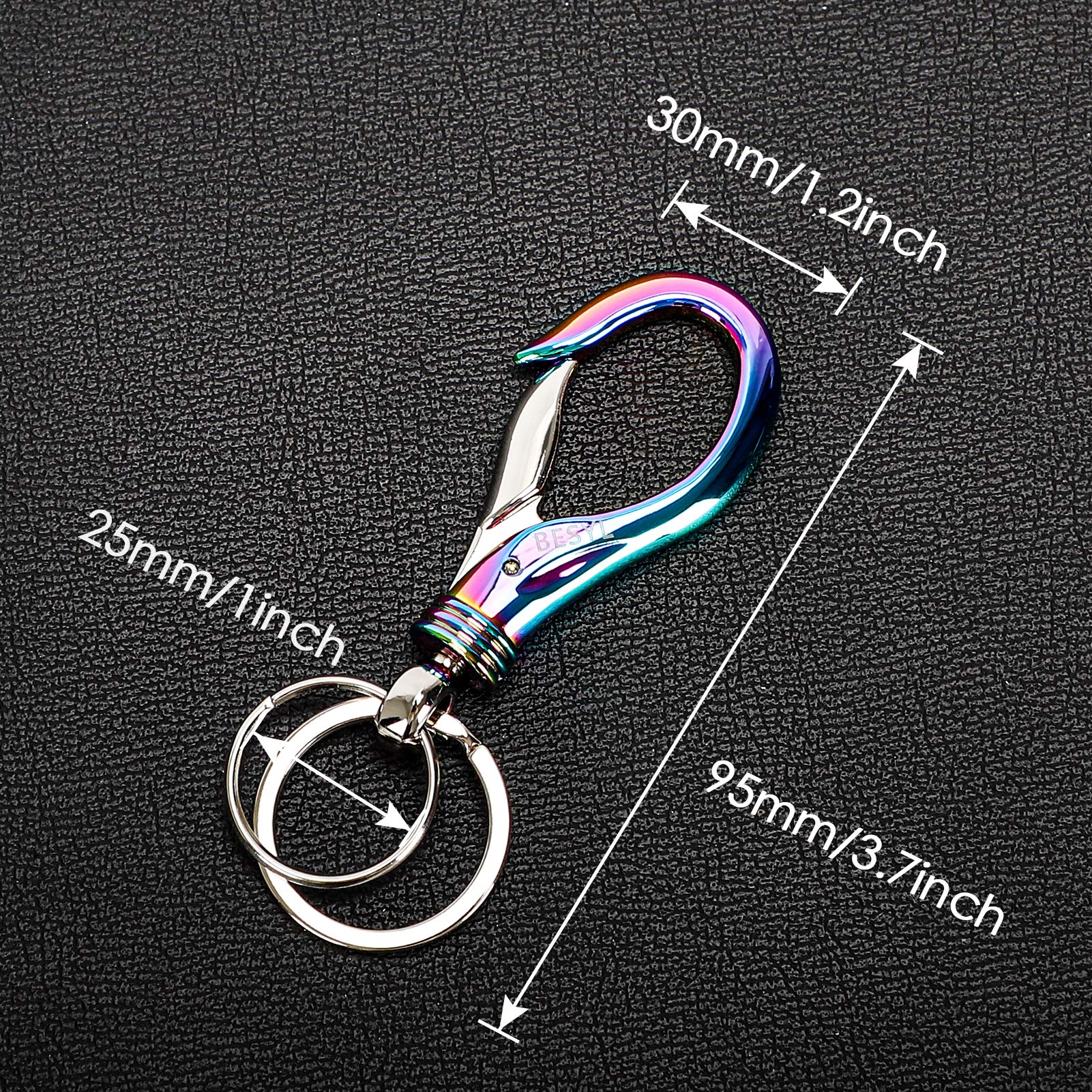 BESYL Rainbow Commerce Keychain with 2 Key Rings, Office and School Heavy Duty Car Key Chain for Men and Women